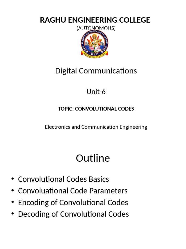 DC Unit-6 Convolutional Codes | PDF