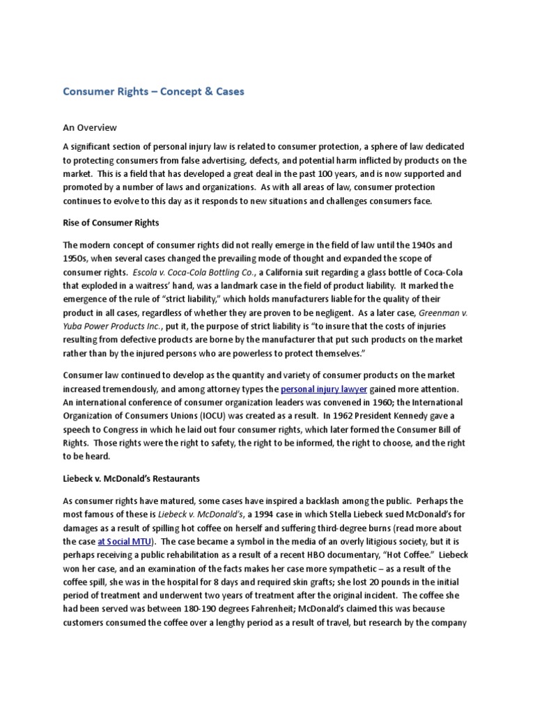 Consumer Rights Cases Article | PDF | Product Liability | Civil Law ...