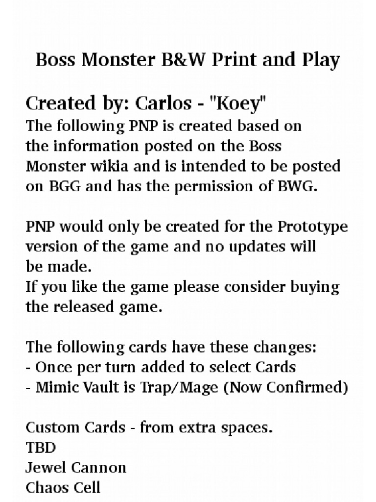 Boss Monster | PDF