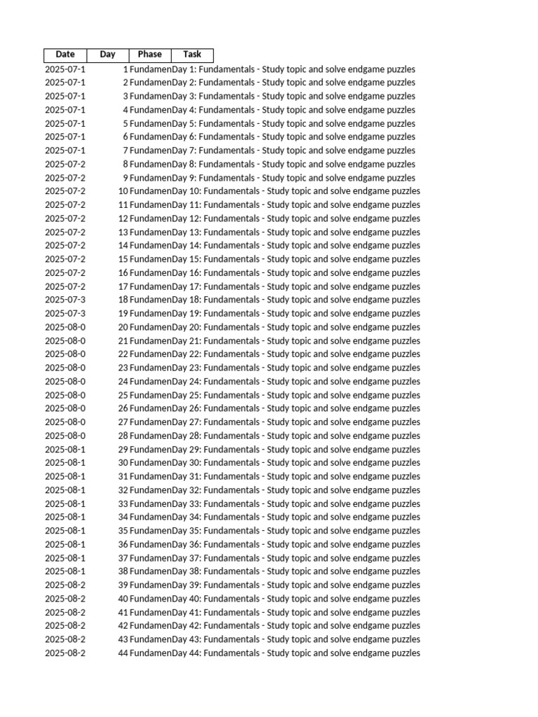 90-Day Endgame Puzzle Study Plan | PDF | Traditional Board Games ...