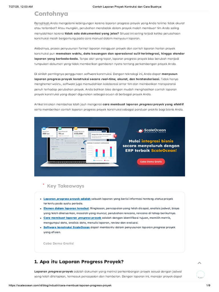 Contoh Laporan Progress Proyek Konstruksi | PDF
