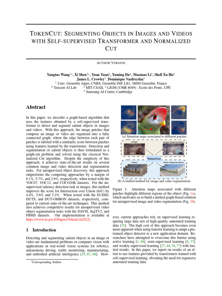 22.10.1.tokencut - Segmenting Objects in Images and Videos With Self-Supervised Transformer and ...