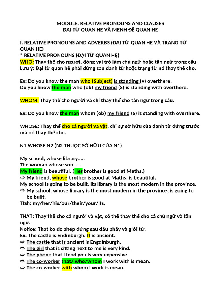 Relative Pronouns and Clauses | PDF