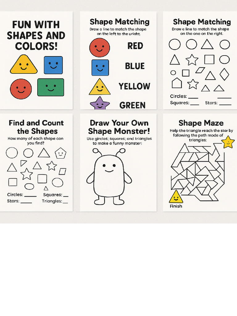 Fun With Shapes and Colors Activity Book | PDF