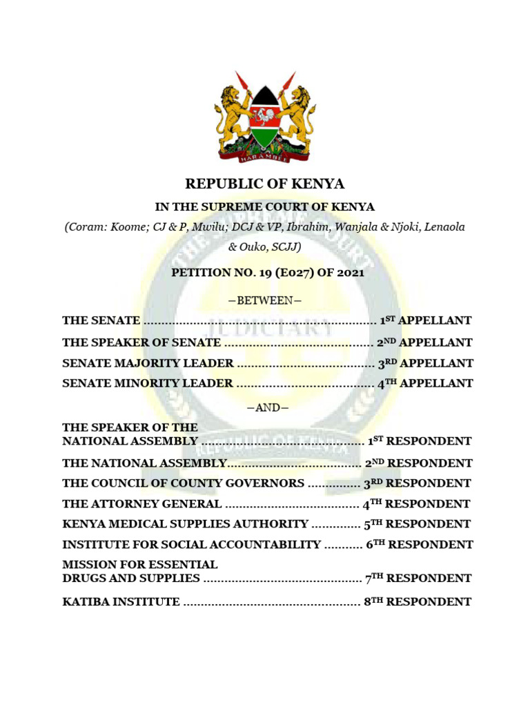 Judgment SC Petition No. 19 E027 of 2021 Senate 3 Others vs. The ...