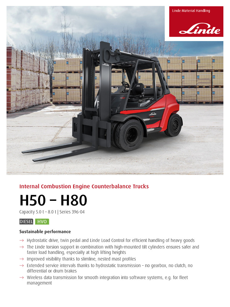 Linde H50-H80 Technical Specifications | PDF | Truck | Diesel Engine