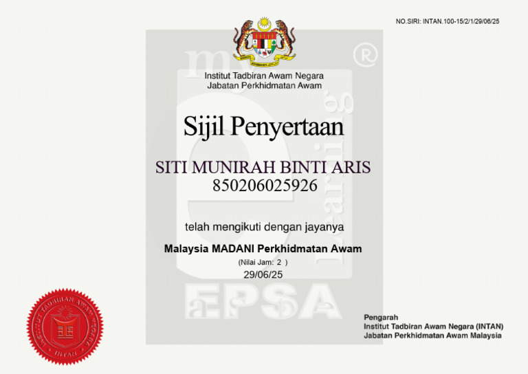 Sijil Epsa 2025 | PDF