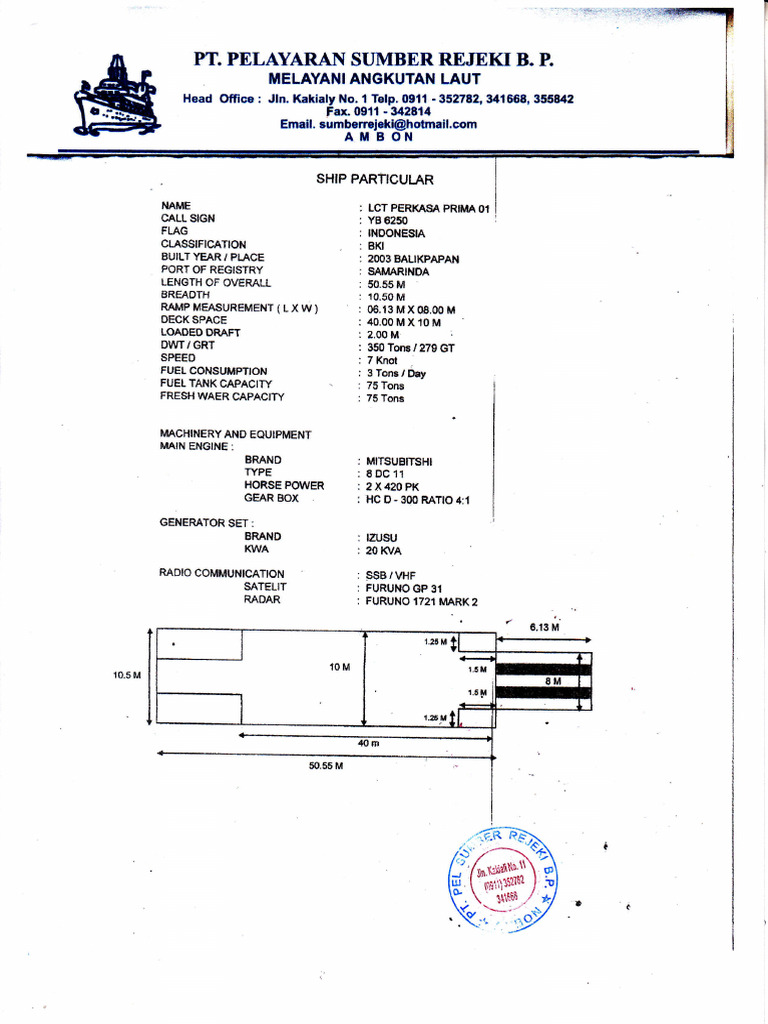 Ship Particulars Lct. Perkasa Prima | PDF | Ships | Warships