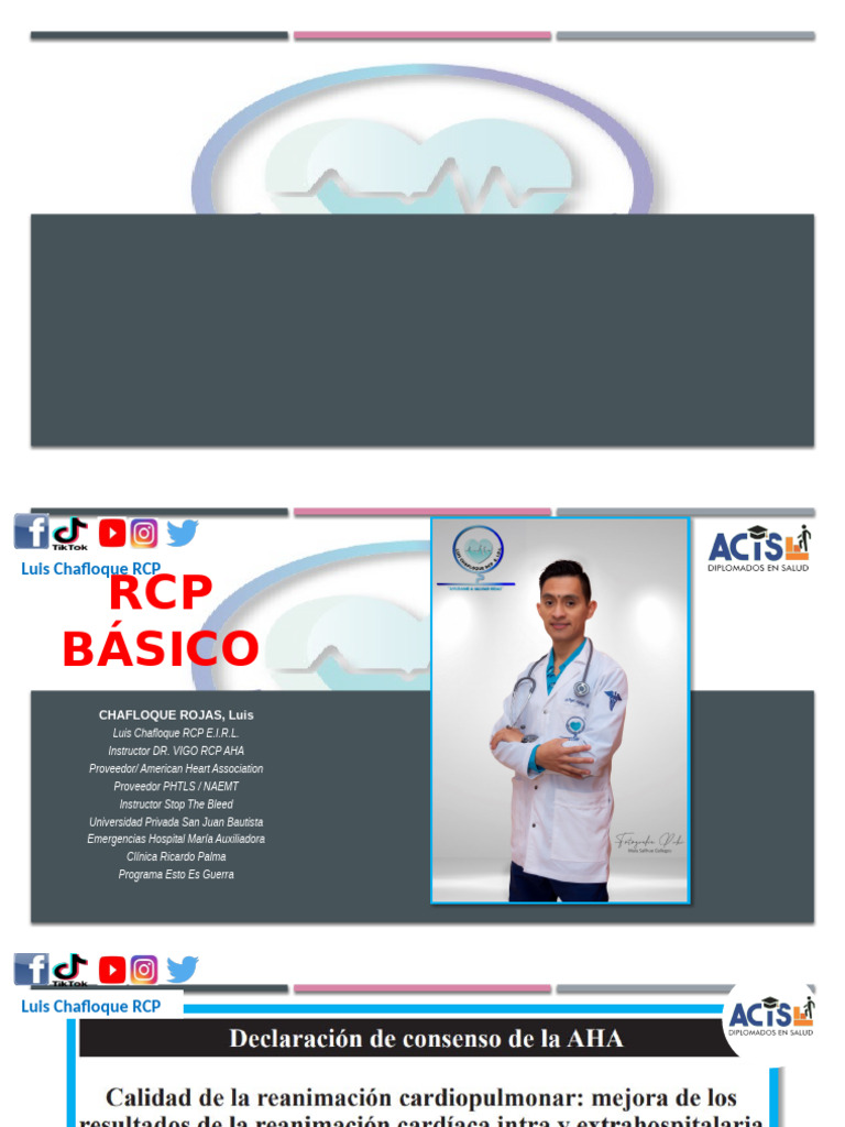 1. Rcp y Ovace Luis Chafloque | PDF | Reanimación cardiopulmonar | Especialidades Medicas