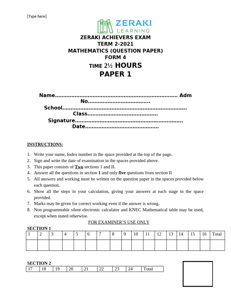 Form 4 Mathematics Exam Paper 1 | PDF | Triangle | Circle