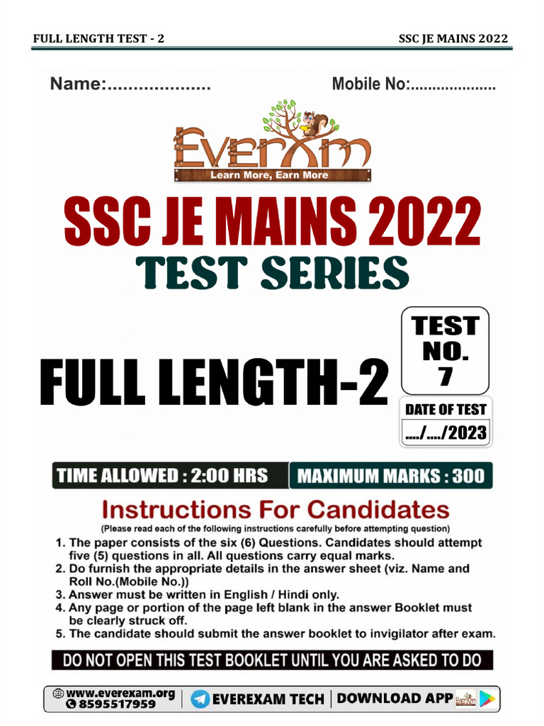 Ssc Je Mains 2022 ( Full Length Test - 2 ) _ 05 Feb 2023 | PDF | Beam ...
