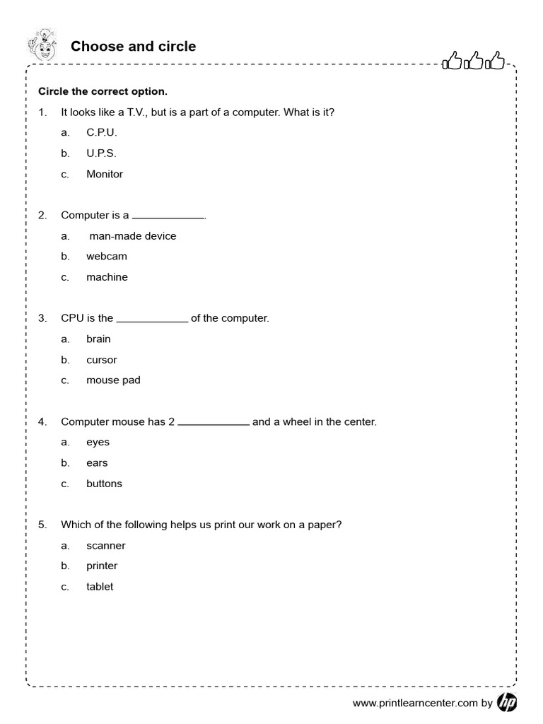 Computer Basics Quiz for Kids | PDF | Cursor (User Interface ...