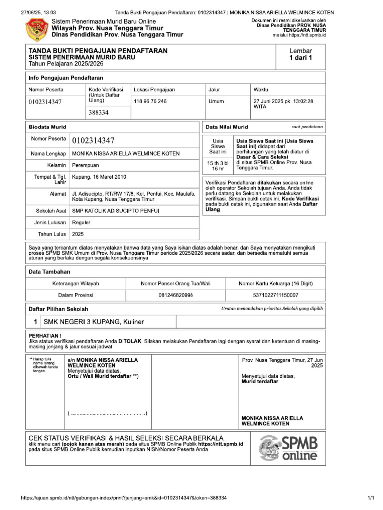 Tanda Bukti Pengajuan Pendaftaran_ 0102 | PDF