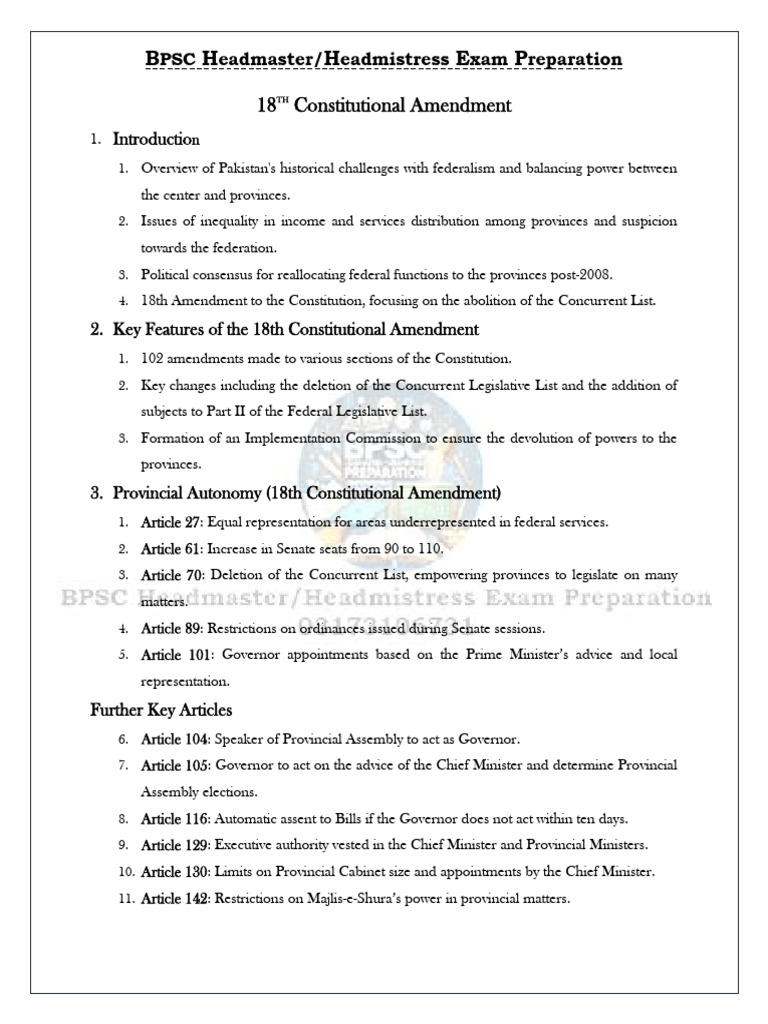 18th Constitutional Amendment Overview | PDF | Governance | Government