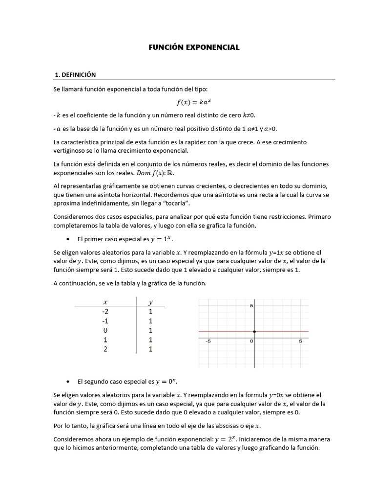 Apunte - FUNCIÓN EXPONENCIAL | PDF | Función (Matemáticas) | Funcion exponencial