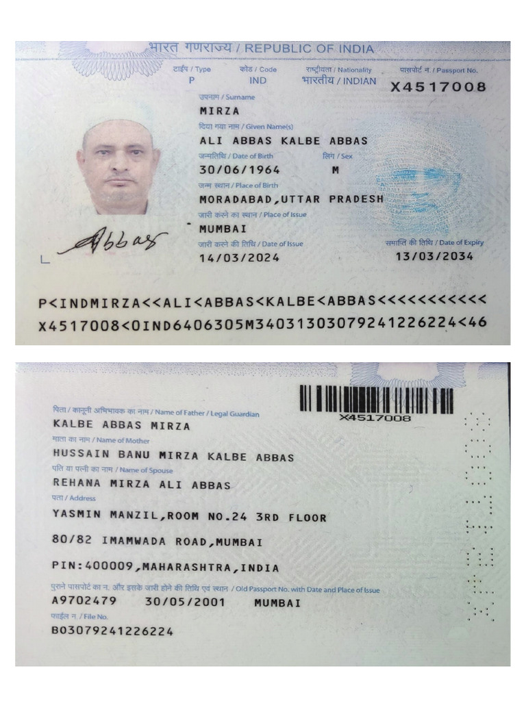 Ali Abbas Mirza Passport Scan | PDF