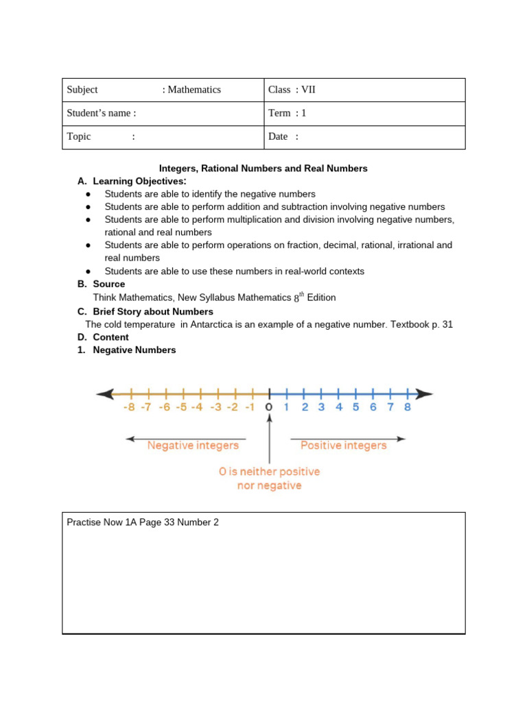 Integers and Rational Numbers Overview | PDF | Numbers | Rational Number