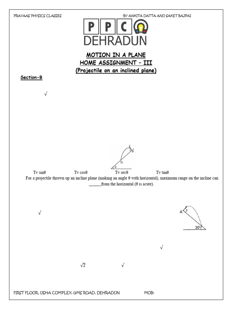 Assignment 3 - (Projectile On An Inclined Plane) | PDF | Projectiles ...