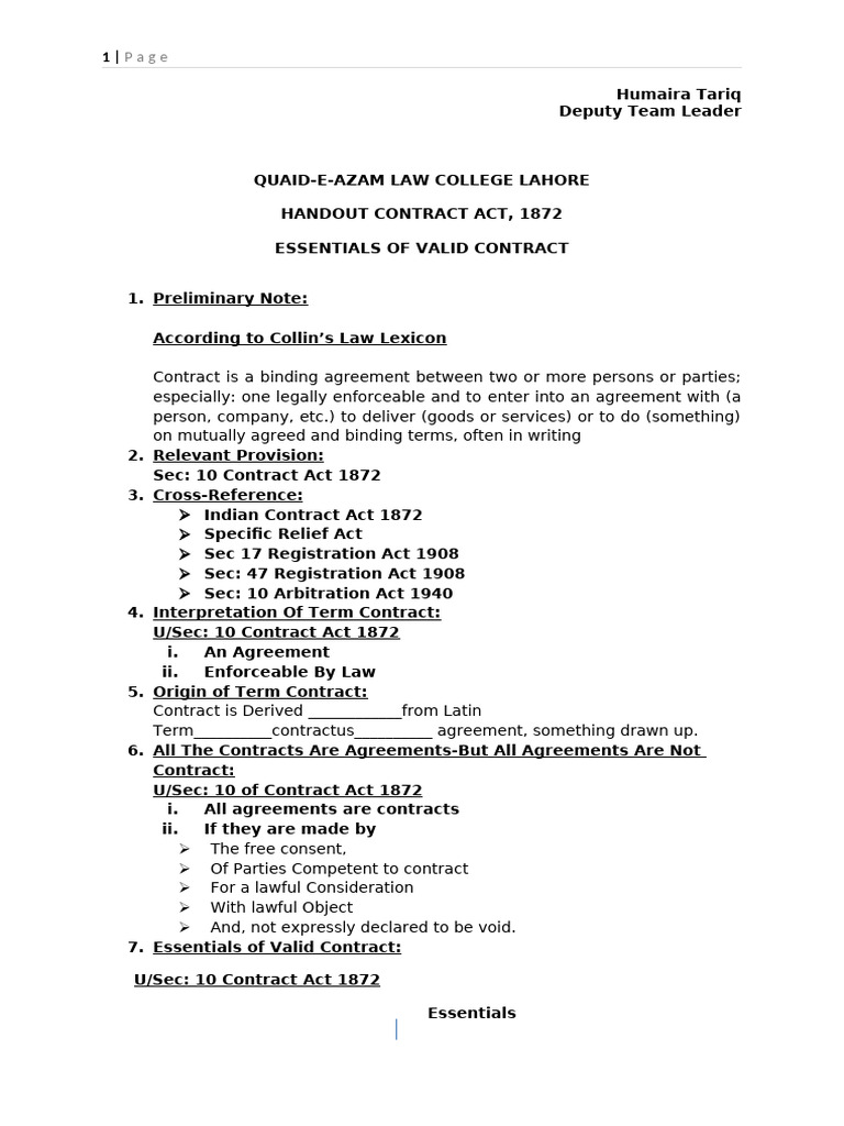 Essentials of a Valid Contract | PDF | Legal Concepts | Contract Law