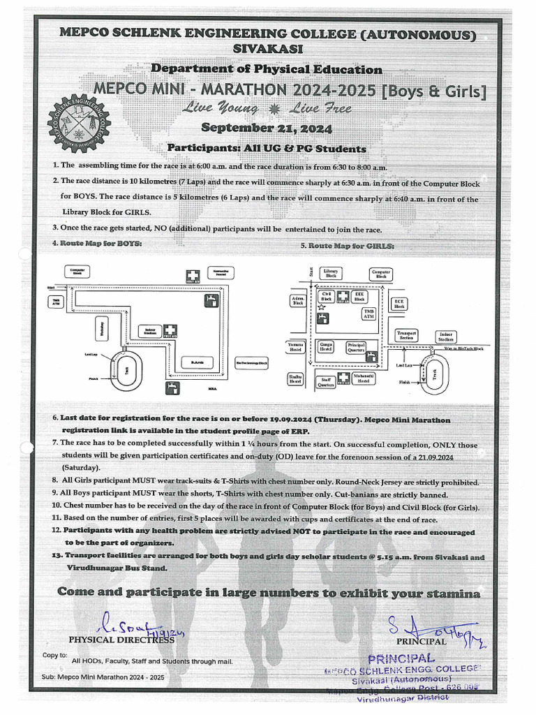 Mepco Mini Marathon 2024-25 | PDF