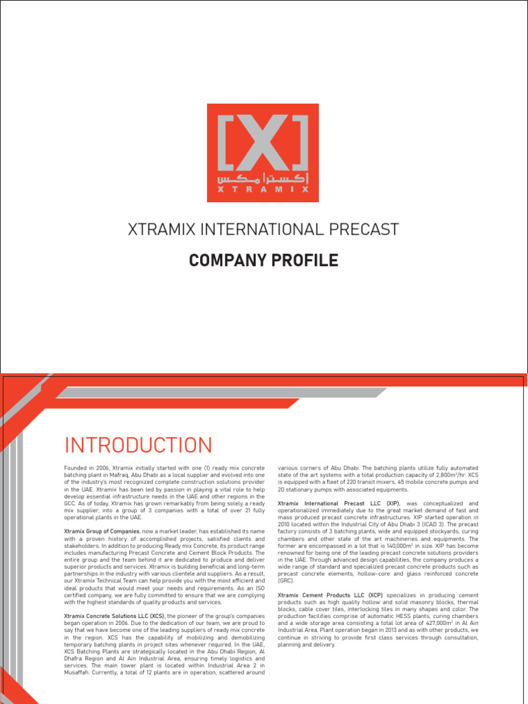 Xtramix International Precast Company Profile | PDF | Precast Concrete ...