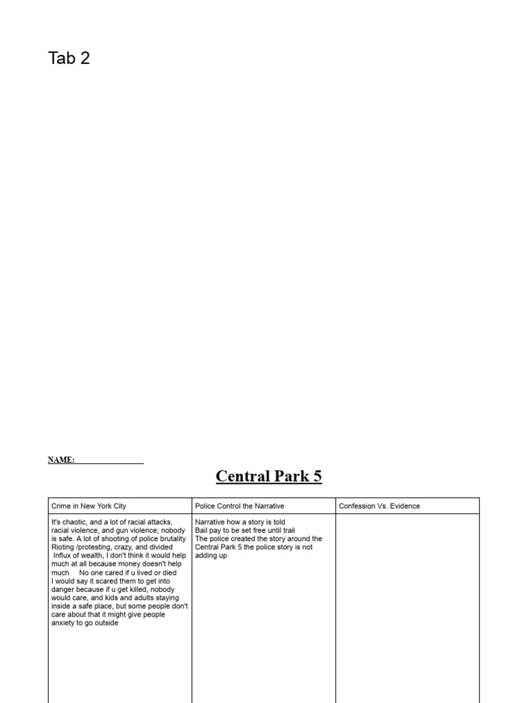 Matthew Borges-Aponte - Central Park 5 | PDF