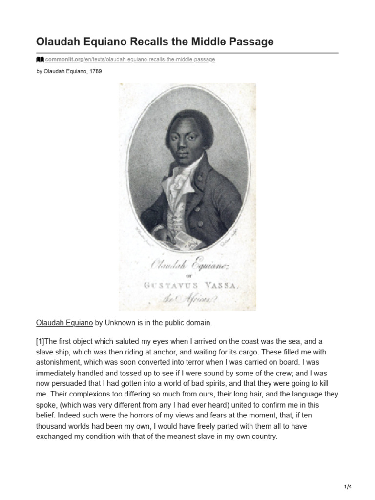 Olaudah Equiano Recalls The Middle Passage | PDF