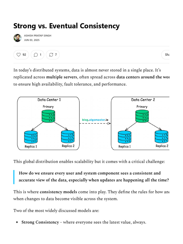 Strong vs. Eventual Consistency - by Ashish Pratap Singh | PDF ...