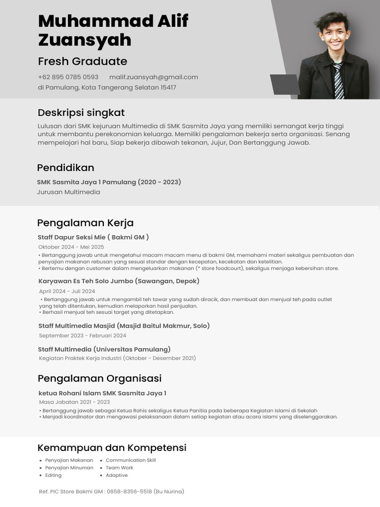 CV Muhammad Alif Zuansyah | PDF
