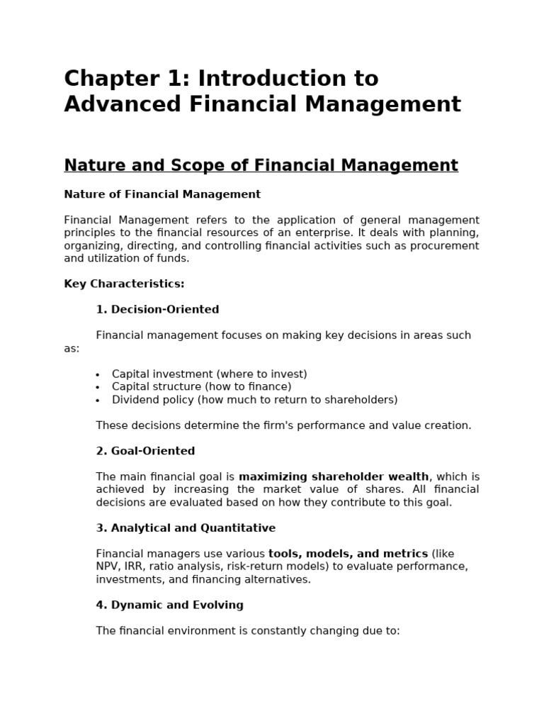 Nature and Scope of Financial Management | PDF | Capital Budgeting ...