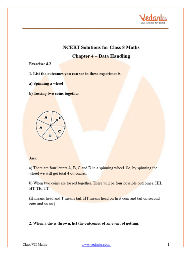NCERT Solutions for Class 8 Maths Data Handling Exercise 4.2 | PDF