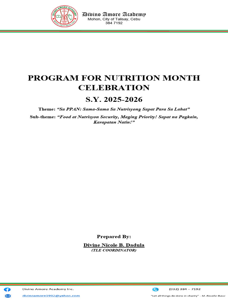 Nutrition Month Program 2025 2026 2 | PDF | Cooking | Food And Drink ...