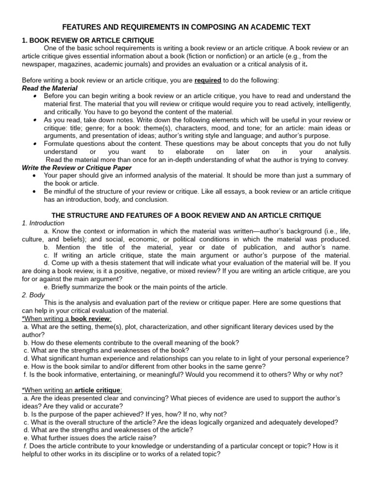 Writing Academic Reviews and Critiques | PDF | Literature Review | Books