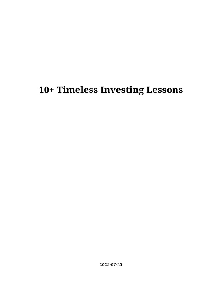 10+ Timeless Investing Lessons | PDF | Investing | Wealth