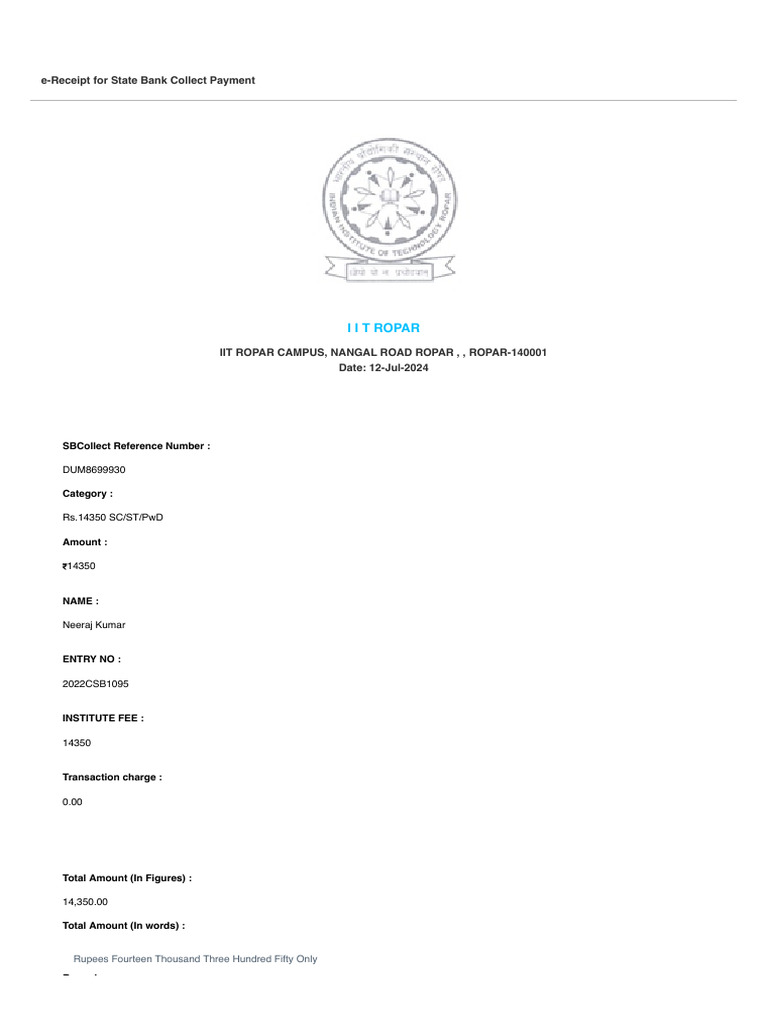 Sem 5 Fee | PDF