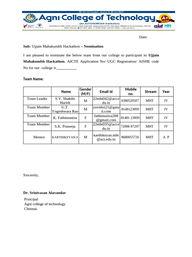 Consent Letter - Format | PDF