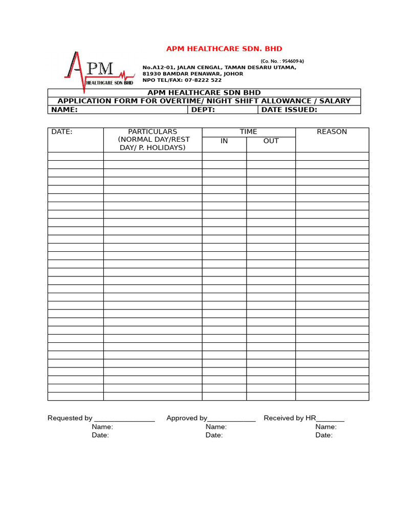 FORM OT HEALTHCARE | PDF