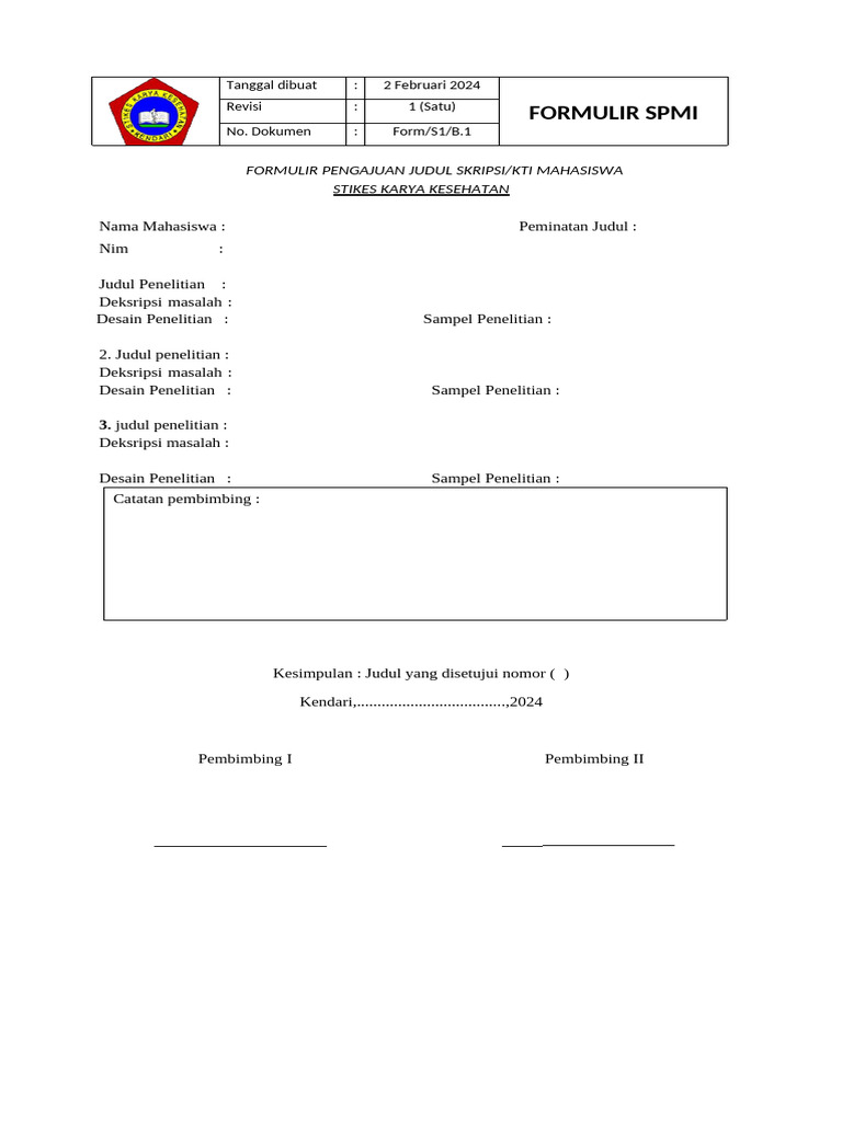 Formulir Pengajuan Judul | PDF