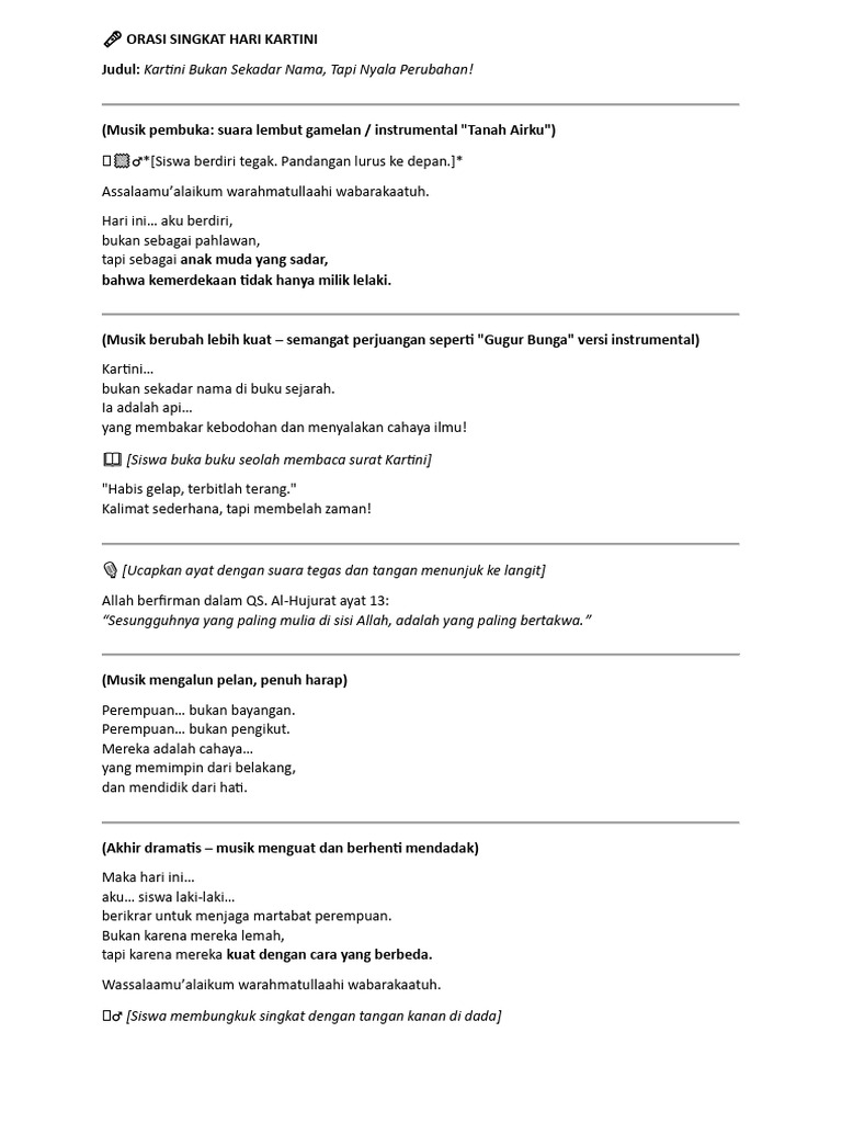 Orasi Inspiratif Hari Kartini | PDF