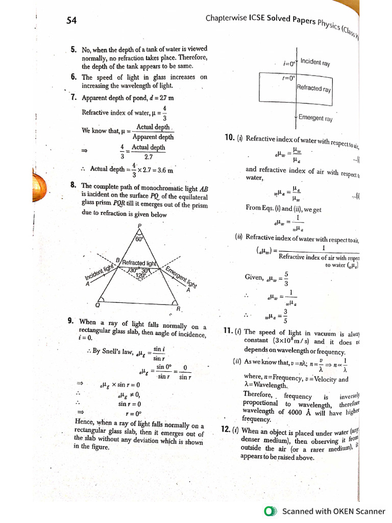Refraction Answer Key | PDF