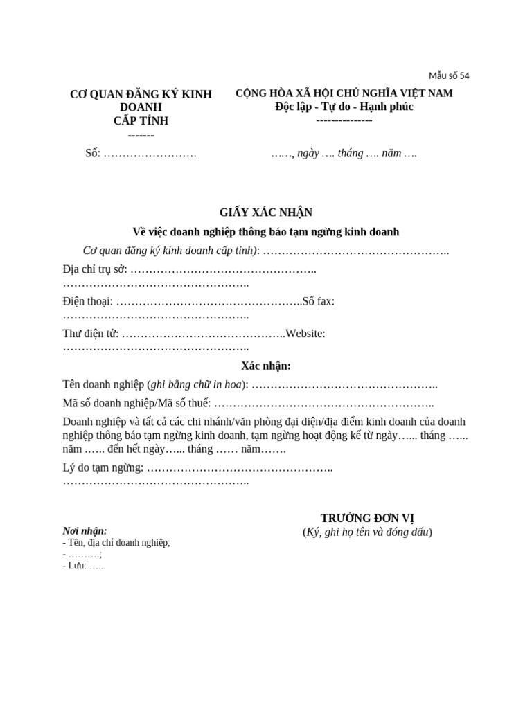 Mẫu số 54-Pl1 | PDF