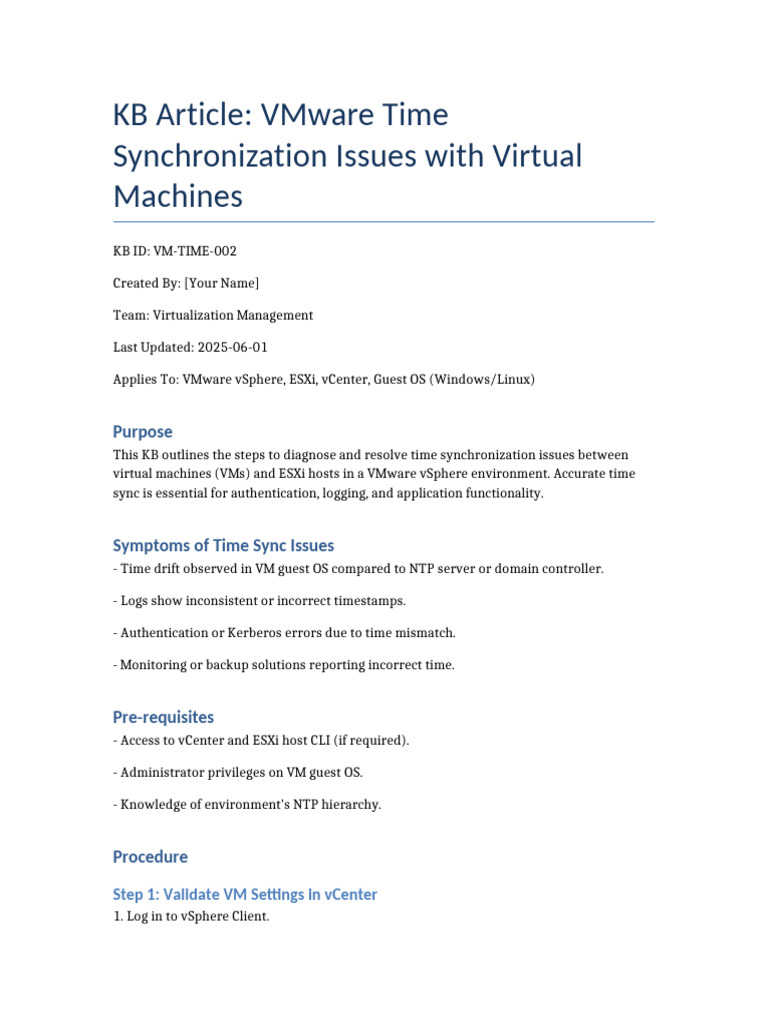 VMware VM Time Sync Troubleshooting Guide | PDF | Virtual Machine ...