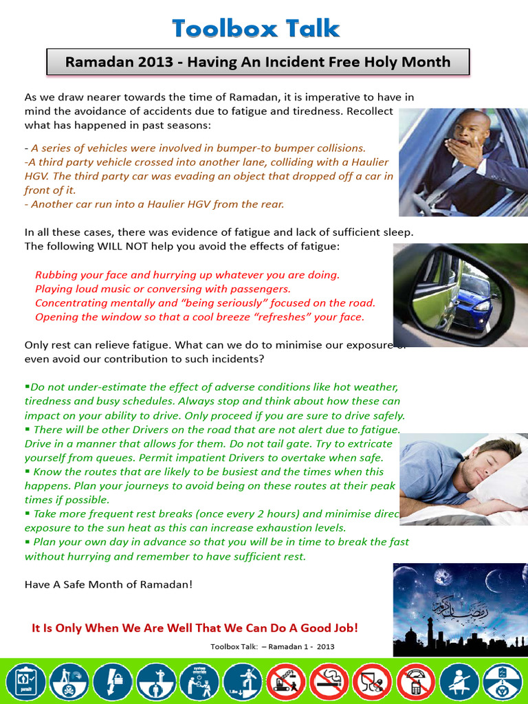 Fatigue Awareness for Ramadan Safety | PDF