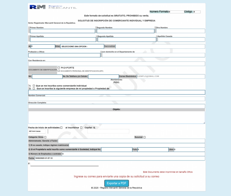 Solicitudes - Solicitud Inscrip Comerciante Individual Empresa | PDF