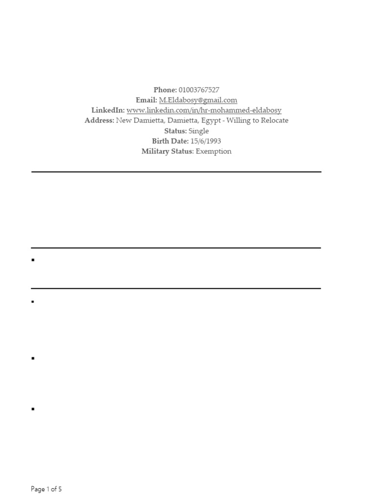 Senior HR Generalist Profile Summary | PDF | Performance Appraisal ...