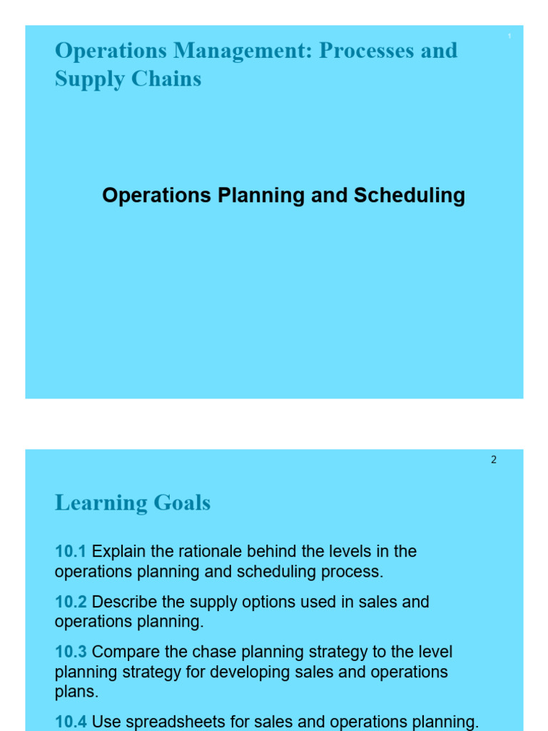 Operations Planning and Scheduling Guide | PDF | Overtime | Economies