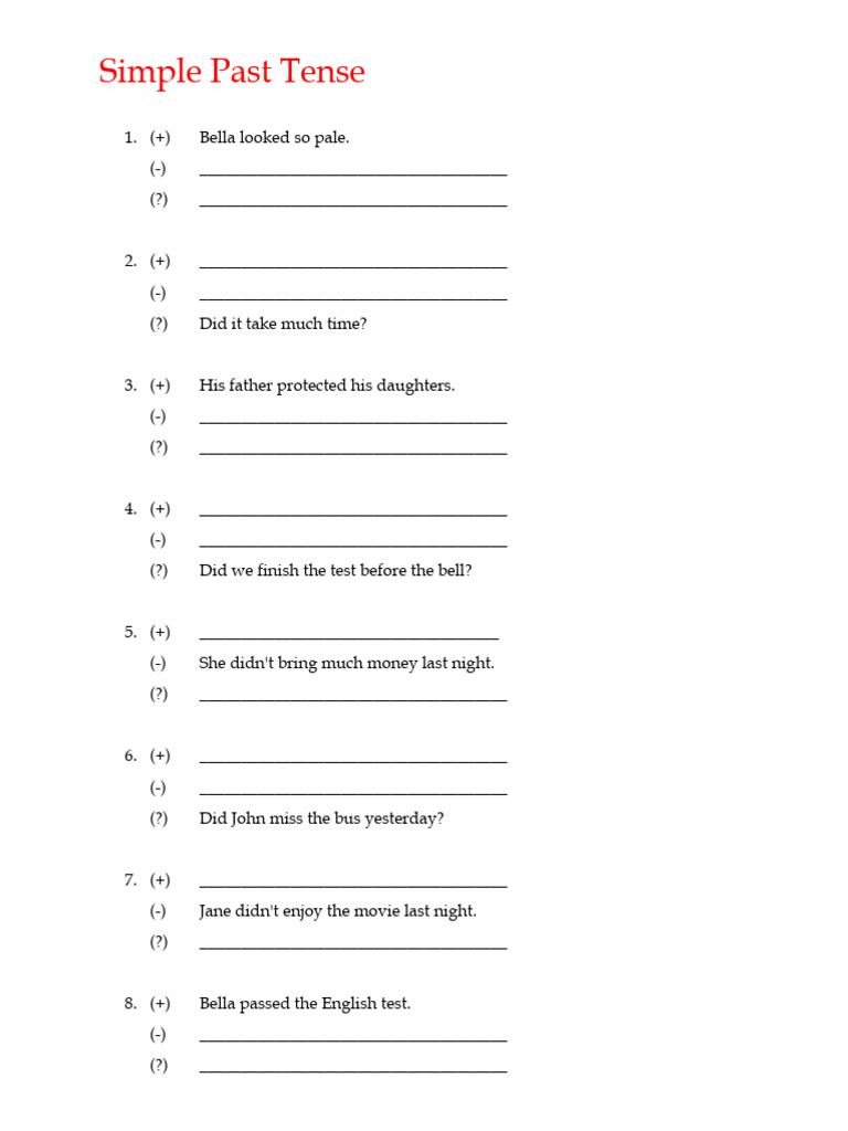 Simple Past (Pos, Neg, Int) | PDF