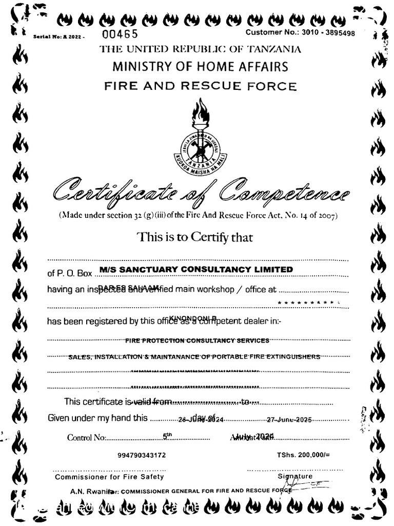 Fire Certificate | PDF