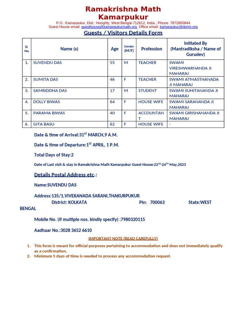 Guesthouse Stay Request Form | PDF | Chess Theory | Chess