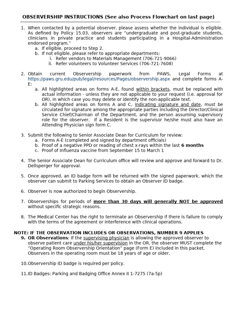 Observership Guidelines and Procedures | PDF | Confidentiality | Privacy